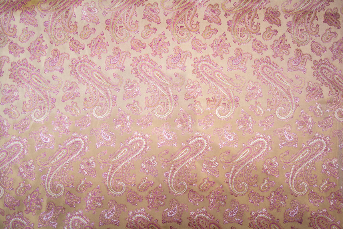Mauvelous Pink Paisley On Harvest Gold – Leo's Textiles